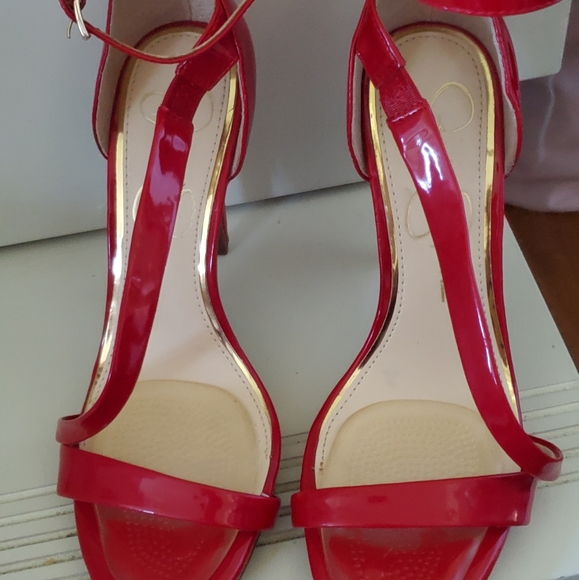 Jessica Simpson | Shoes | Jessica Simpsons Secy Strappy Red Heels ...